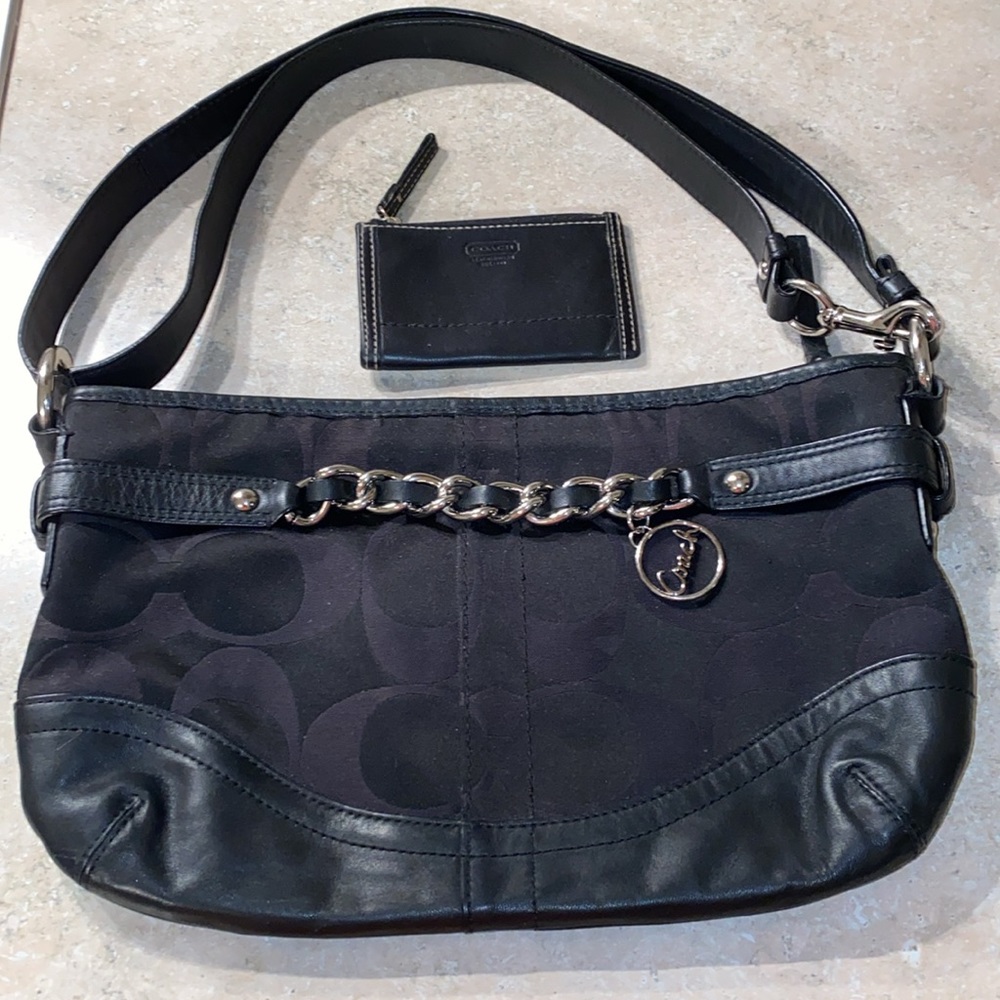 Coach East West Chain Duffle Handbag In Signature Bla… - Gem